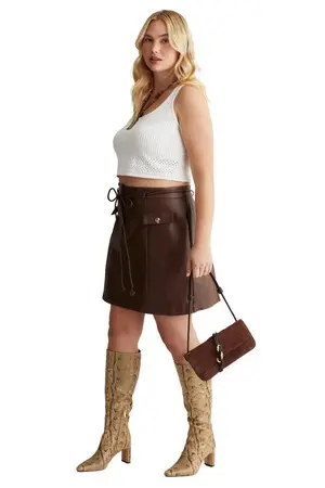 JUNE + VIE Faux Leather Mini Skirt