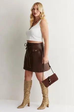 JUNE + VIE Faux Leather Mini Skirt