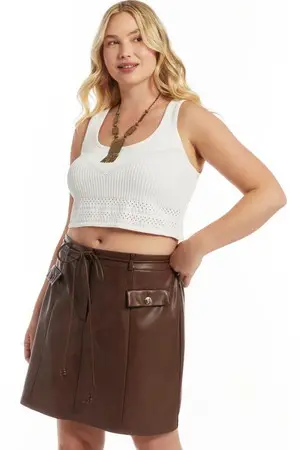 JUNE + VIE Faux Leather Mini Skirt