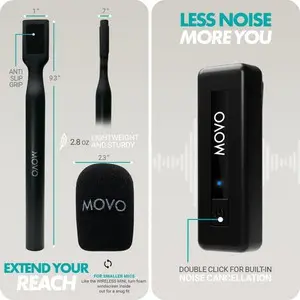 MOVO Wireless Mini Di Duo Dual Ultra Compact Wireless Lavalier Microphones For Iphone With Handheld Adapter