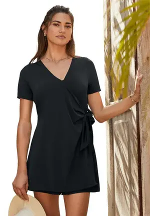 SWIM 365 Tie-wrap Swim Romper With Pockets - Black