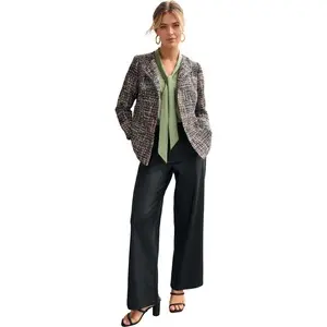JESSICA LONDON Faux Leather Wide Leg Trousers - Black