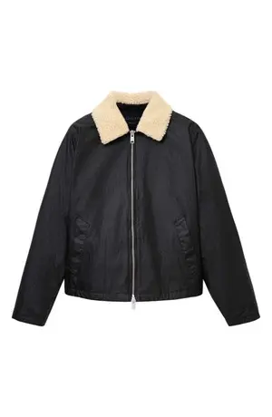 ALLSAINTS Boston Faux Shearling Collar Jacket - Black