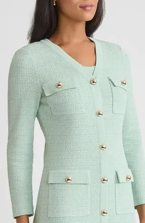 Misook Heritage Tonal Fringe Trim Knit Jacket