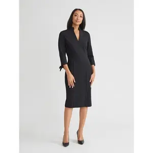 Misook Luxestretch Ponte Sheath Dress With Bow-tied Sleeves