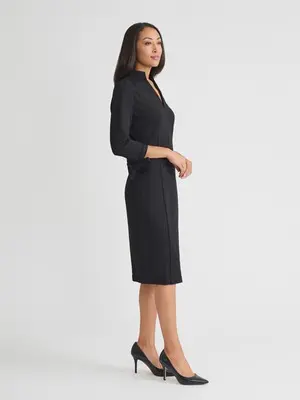 Misook Luxestretch Ponte Sheath Dress With Bow-tied Sleeves