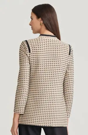 Misook Tailored Multi-stitch Zigzag Trim Knit Jacket