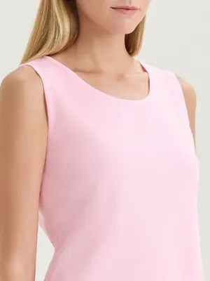 Misook Double Scoop Neck Knit Tank - Cherry Blossom