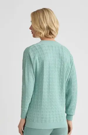 Misook Relaxed Pointelle Soft Knit Pullover Sweater