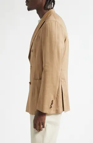 Boglioli K-jacket Double-breasted Linen And Virgin Wool Sport Coat - Sienna