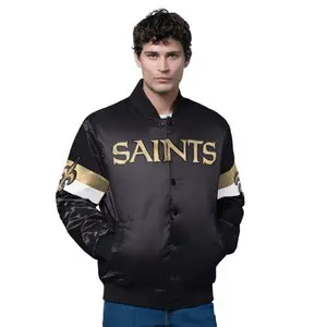 STARTER New Orleans Saints Triple Option Satin Varsity Full-snap Jacket