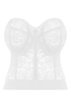 GODDESS Long Line Lace Underwire Bustier - White