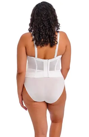 GODDESS Long Line Lace Underwire Bustier - White