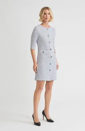 Misook Tweed Knit Sheath Dress - Black/white