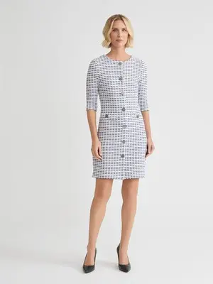 Misook Tweed Knit Sheath Dress - Black/white