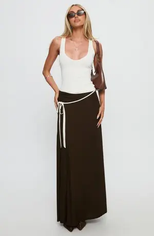 Princess Polly Keirah Contrast Binding Wrap Maxi Skirt