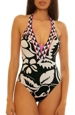 Trina Turk Printed Plunge One-piece Swimsuit - Florence