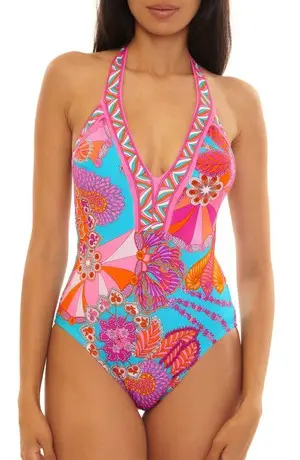 Trina Turk Printed Plunge One-piece Swimsuit - Meilani