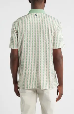 SWANNIES Greens Stripe & Golf Ball Print Piqué Performance Golf Polo