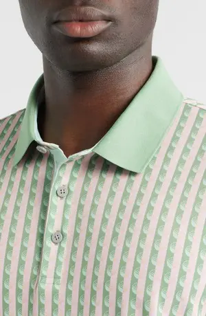 SWANNIES Greens Stripe & Golf Ball Print Piqué Performance Golf Polo