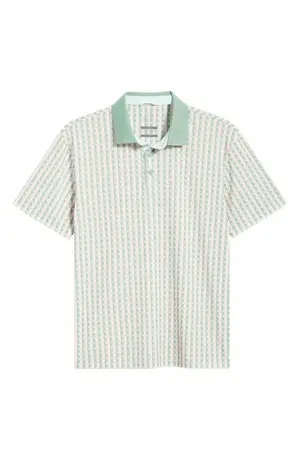 SWANNIES Greens Stripe & Golf Ball Print Piqué Performance Golf Polo