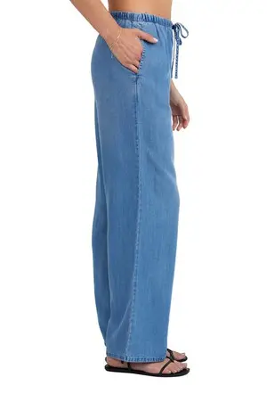 Bella Dahl Pull-on Wide Leg Chambray Pants