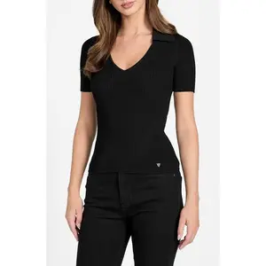Guess Stella Rib Polo Sweater - Black