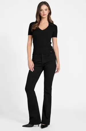 Guess Stella Rib Polo Sweater - Black