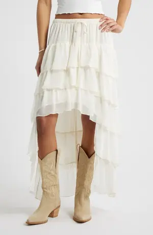 Bp. Tiered High-low Maxi Skirt - Ivory