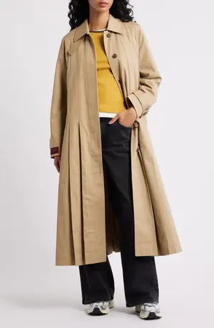 DAMSON MADDER Sofia Pleated Belted Trench Coat