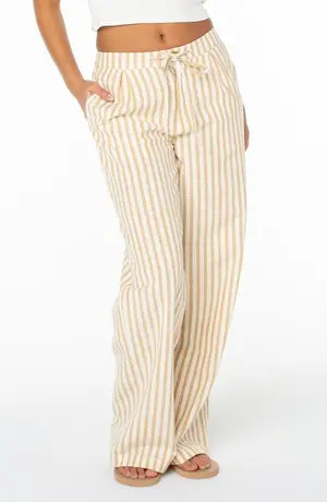 Roxy Pleated Stripe Cotton Pants