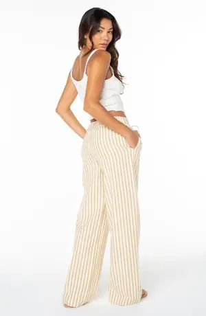 Roxy Pleated Stripe Cotton Pants