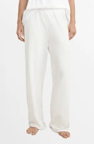 Mango Fluid Stretch Cotton Pajama Pants - White
