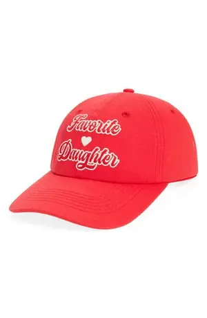 FAVORITE DAUGHTER Valentine Logo Cotton Twill Baseball Cap - Red