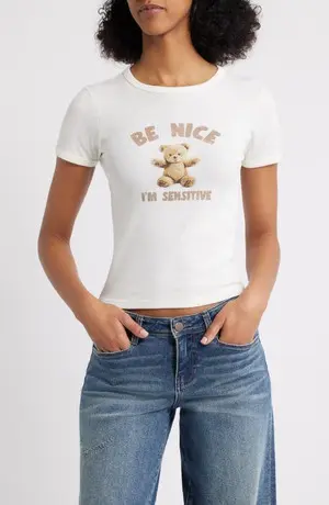 VINYL ICONS Be Nice Bear Graphic Baby Tee