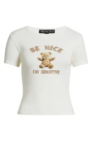 VINYL ICONS Be Nice Bear Graphic Baby Tee