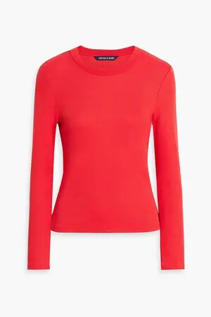Veronica Beard Pruitt Ribbed Pima Cotton-blend Top - Red