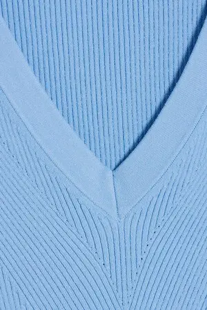 Veronica Beard Callie Ribbed-knit Sweater - Light Blue