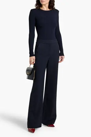 Veronica Beard Tonelli Pinstriped Twill Wide-leg Pants