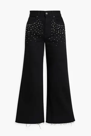 Veronica Beard Taylor Cropped Wide-leg Jeans - Black