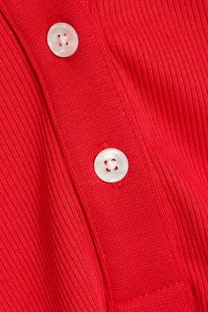 Veronica Beard Kearney Ribbed Pima Cotton-blend Polo Shirt - Red