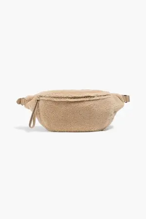 Brunello Cucinelli Bead-embellished Shearling Belt Bag - Camel