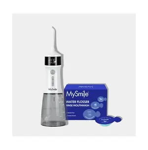 MYSMILE Lp221 Cordless Uvc Sterilizable Water Flosser With 30 Concentrate Mouthwash Pods Bundle - White