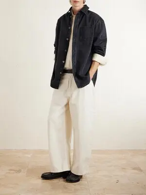 Loewe Anagram Logo-embroidered Denim Overshirt - Black