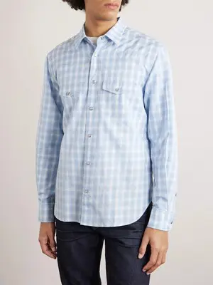 TOM FORD Slim-fit Checked Cotton And Linen-blend Shirt