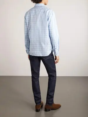 TOM FORD Slim-fit Checked Cotton And Linen-blend Shirt