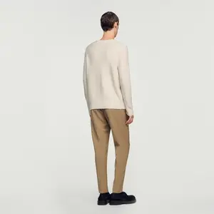 Sandro Seed Stitch Crew-neck Sweater - Ecru