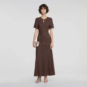 Sandro Rhinestone-embellished Knit Maxi Dress - Brown