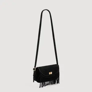 Sandro Mini Mambo Suede Bag - Black