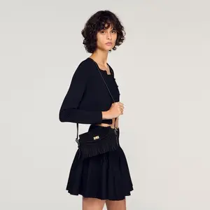 Sandro Mini Mambo Suede Bag - Black